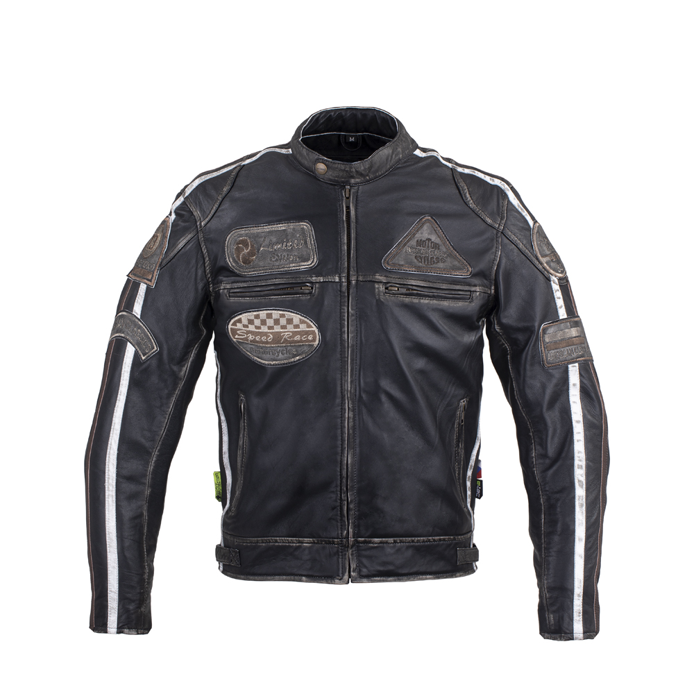 W-TEC Sheawen Vintage Herren Leder Motorradjacke - schwarz, 4XL ...