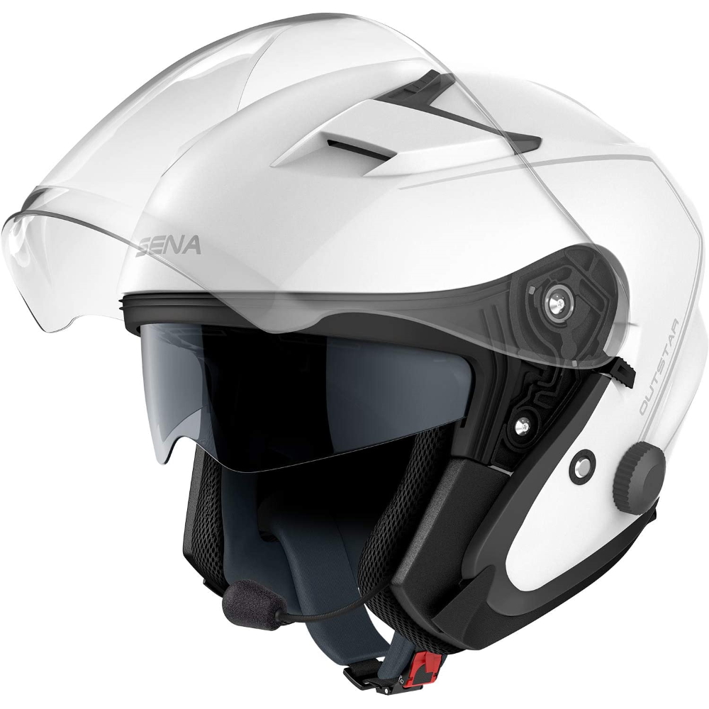 SENA Outstar Motorradhelm mit integriertem Headset - weiß glänzend ...