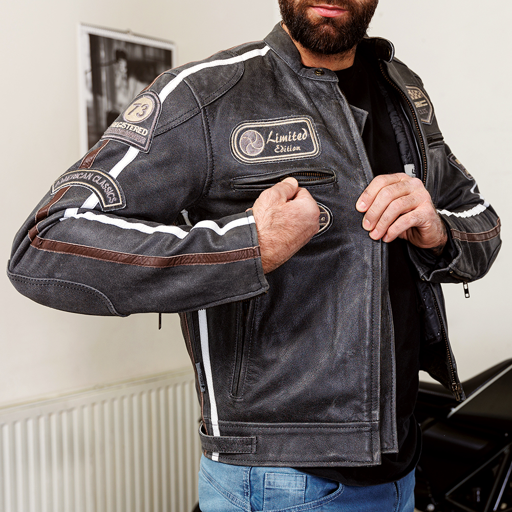 Herren Motorradjacke aus Leder W-TEC Dark Vintage - inSPORTline