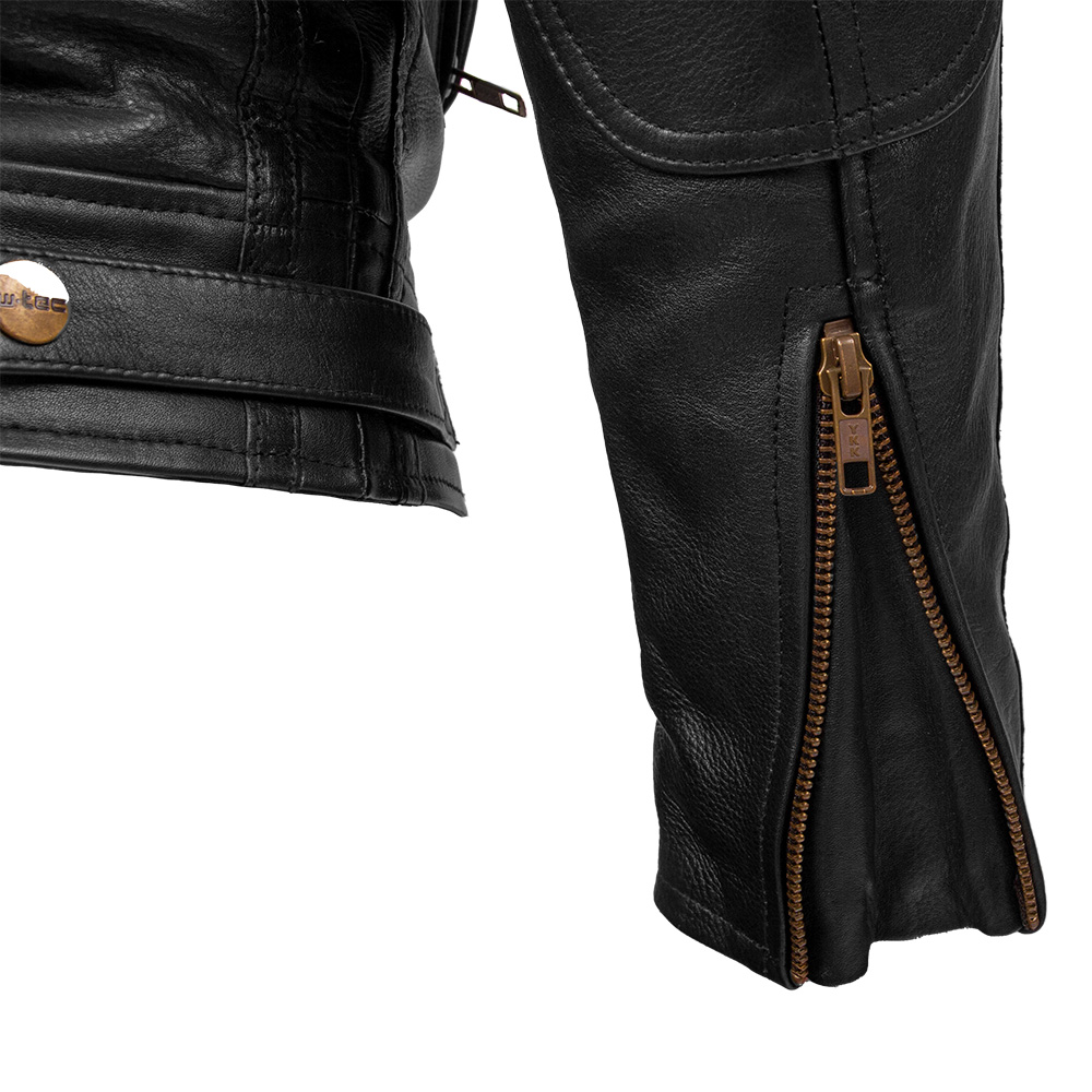 Herren Leder Motorradjacke W-TEC Urban Noir - schwarz - inSPORTline