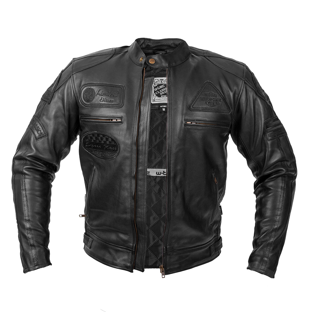 Herren Leder Motorradjacke W-TEC Urban Noir - schwarz - inSPORTline